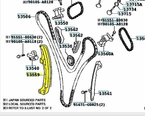 Genuine OEM Toyota LEXUS 13559-31020 SLIPPER, CHAIN TENSIONER ...