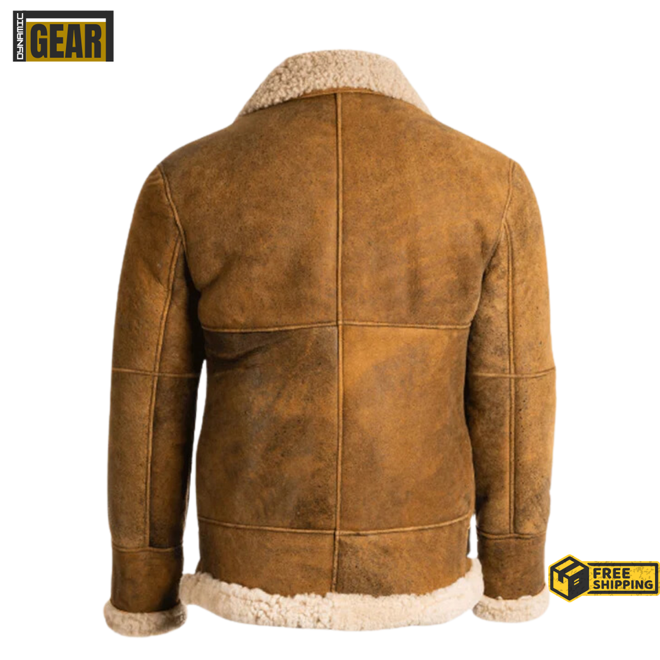 B3 RAF Brown Men's Bomber Flying Aviator Fur Irvin Real Shearling ...