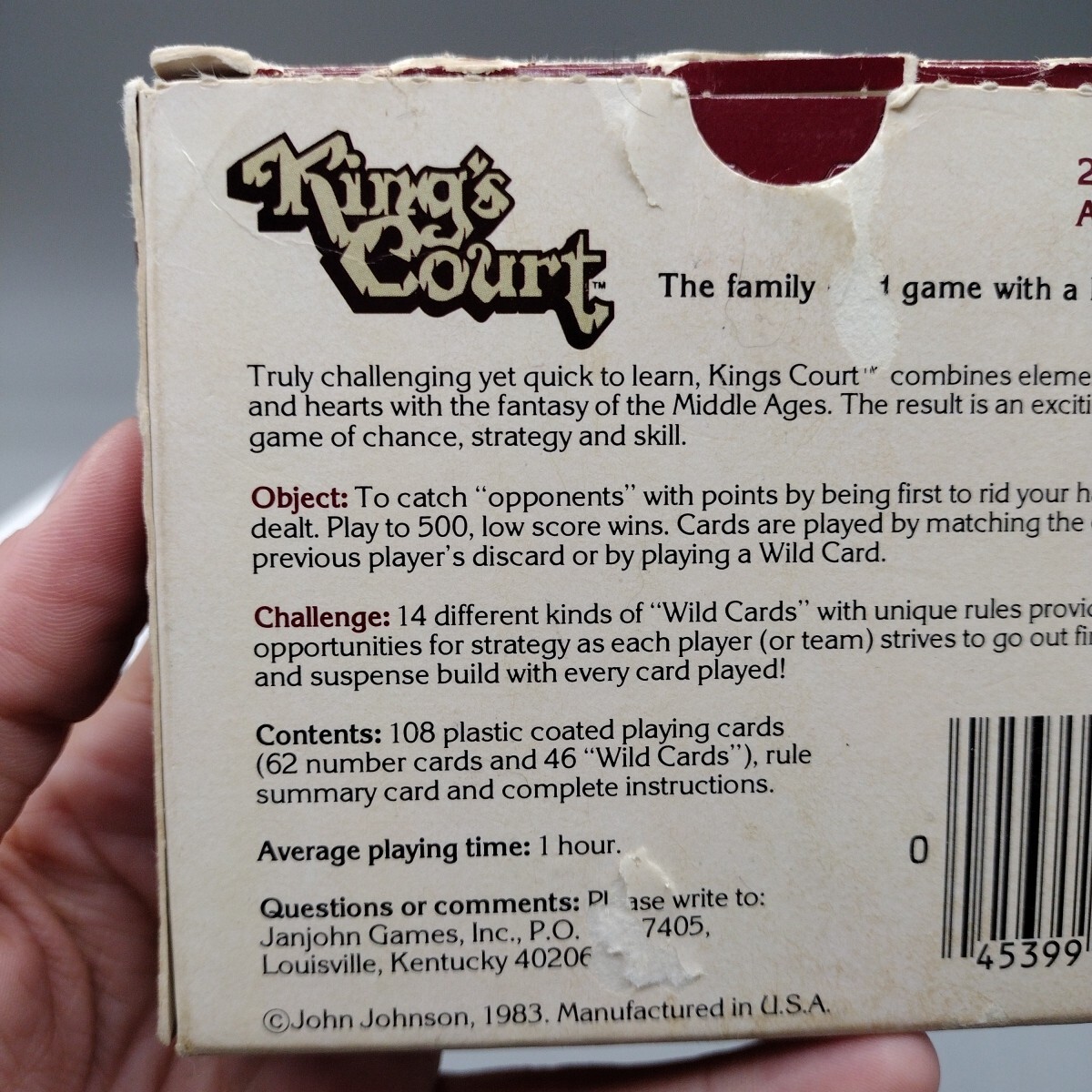 RARE 1983 King’s Court Card Game by Janjohn Games Complete #2101 for ...