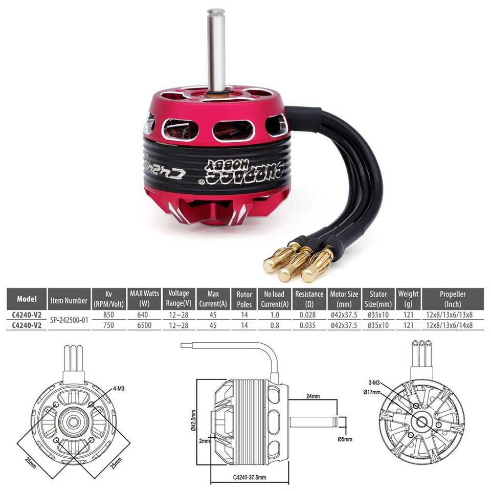 SURPASS HOBBY Brushless Motor 60A 80A ESC Combo Set for RC Fixed Wing ...