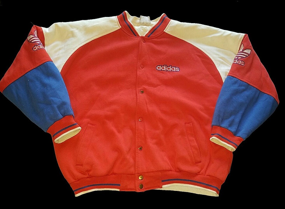 Vintage 80's Adidas Tree Foil Varsity Jacket Size RUN DMC Shell Toes ...