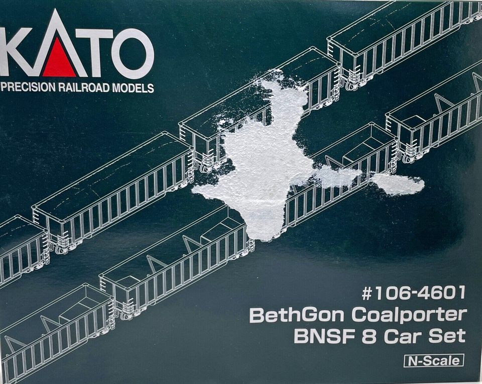 N KATO 106-4601 BETHGON COALPORTER WITH LOAD 8 CAR SET BNSF | eBay