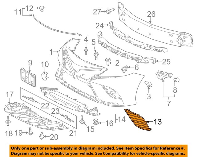 Toyota OEM 2018 Camry Front Bumper-front Trim Right 8148106170 for sale ...