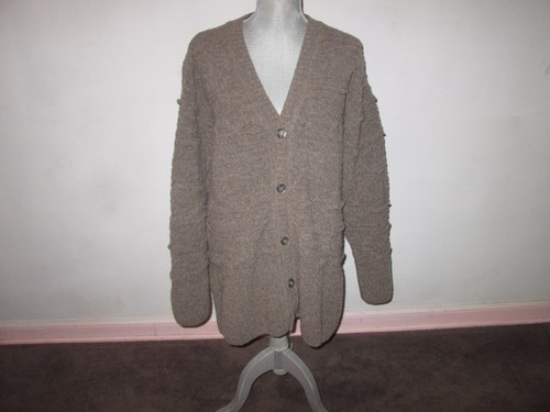 Designer EUGENE LUMPKIN Taupe Wool Blend Cable-Textured Lagenlook ...