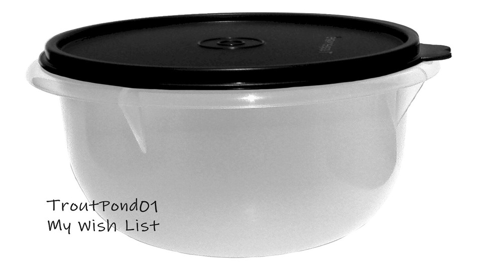TUPPERWARE Mixing Bowl Classic Sheer Flat Bottom 12 Cup Large w/ Black ...