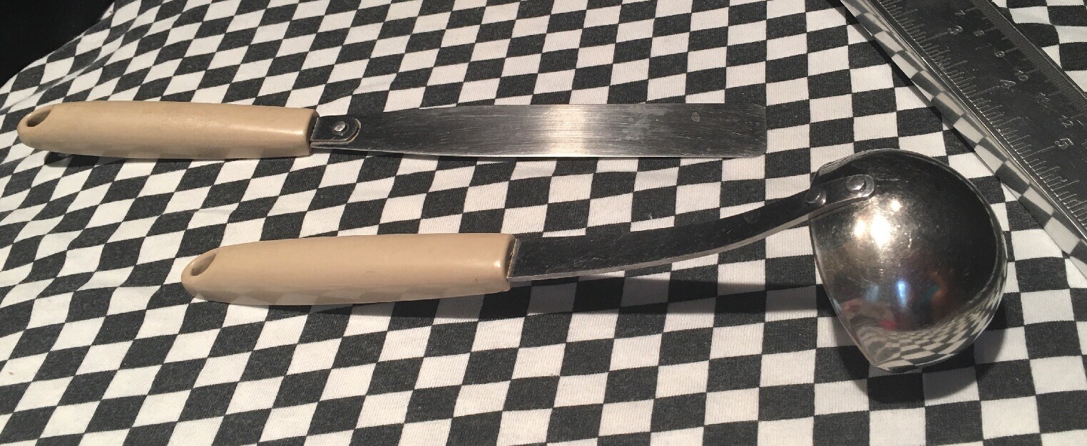 Flint Stainless Steele 4 Pc Vintage Utensil Set FORK KNIFE Ladle Flat ...