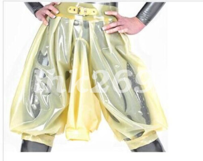Latex Rubber Knee-length Pant Transparent Short with Urine Gag Size S ...