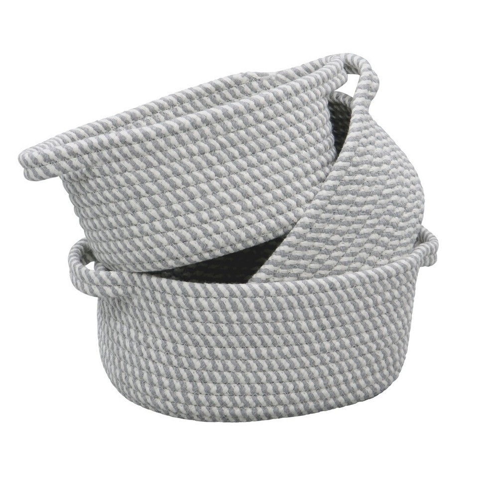 Cotton Rope Storage Baskets Soft Grey & White Tones Bedrooms Playrooms ...