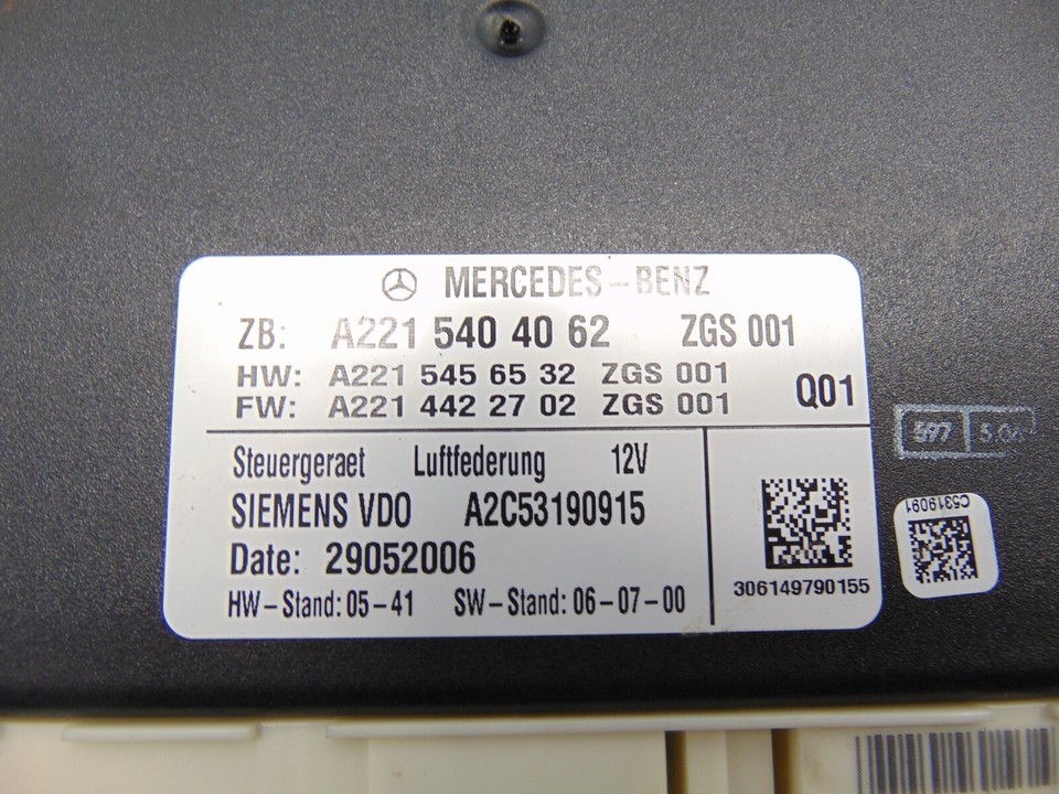 2007-2013 Mercedes S550 Airmatic Air Suspension Control Module Unit | eBay