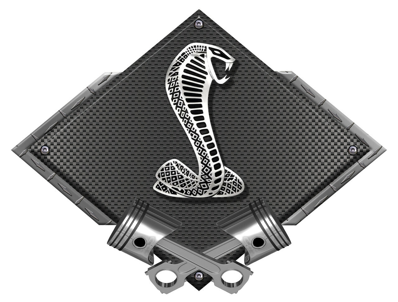 Ford SVT Mustang Cobra Black Carbon Diamond Metal Sign - Ford Licensed ...