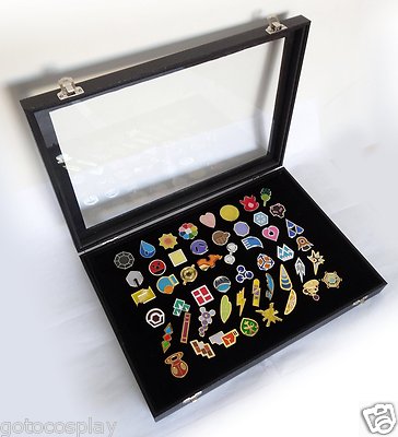 Poke Gym Badges with Glass Lid Display Showcase - Set of 50 Lapel Pin ...