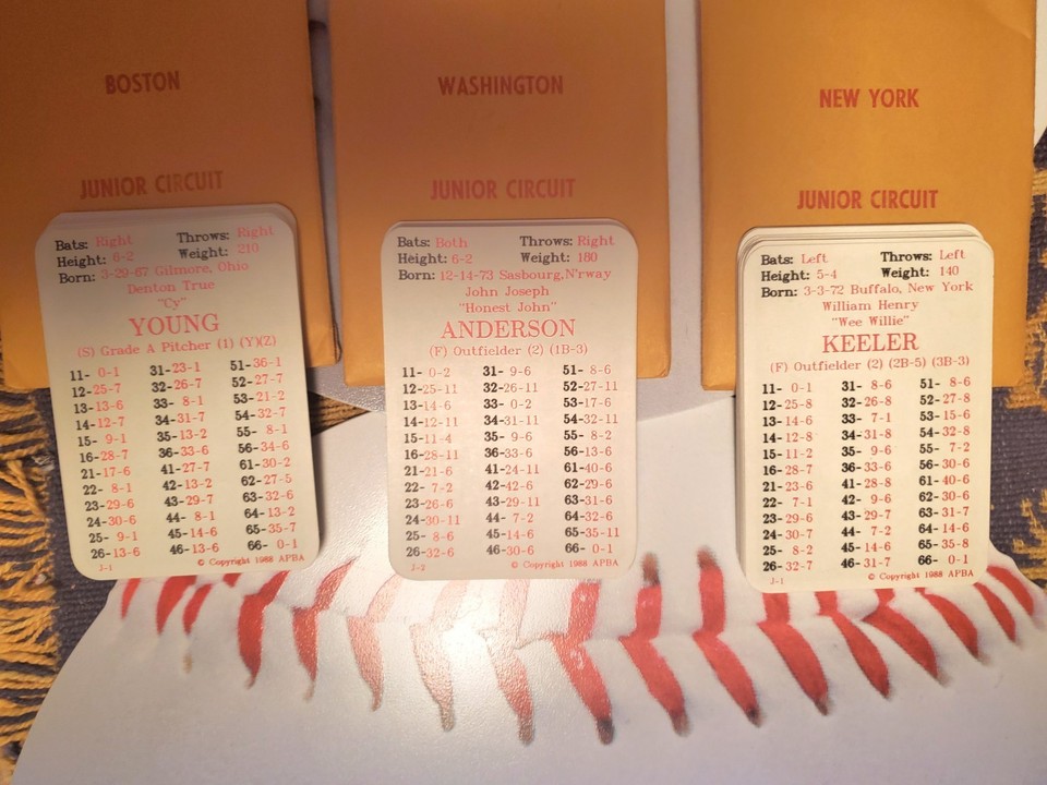 1905 BASEBALL SEASON APBA GAME CARDS. 6 TEAMS. 19 Players Team. YANKS ...