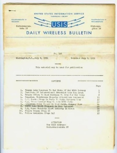 1951 United States Information Service Daily Wireless Bulletins No 166 ...