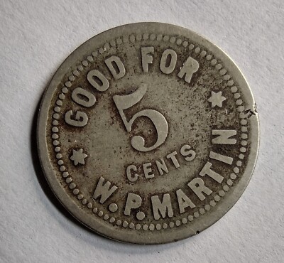 1800's W.P Martin The Brunswick Balke Collender Compy 5 Cent Token Very ...