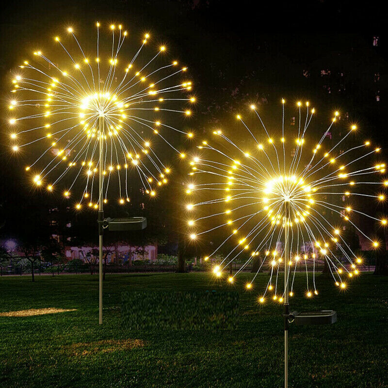 150 LED Solar Firework Lights Fairy Lamp Outdoor Garden PathStarburst ...