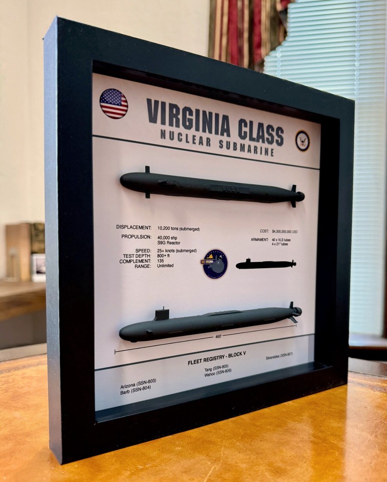 Virginia Class Block V with VPM, Submarine Memorial Display Shadow Box ...