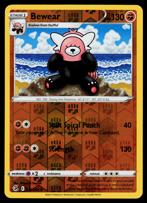 Pokemon Card - SWSH - Fusion Strike Bewear 151/264 Reverse Holo - NM | eBay