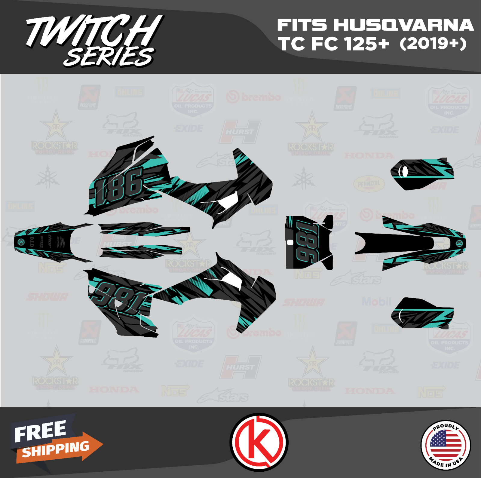 Graphics kit for Husqvarna TC125 TC250 FC250 FC350 FC450 2019-2022 ...