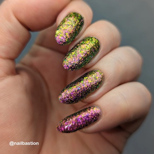 I Scream Nails Ride or Die Red Gold Green Multichrome Flakes Flakies ...