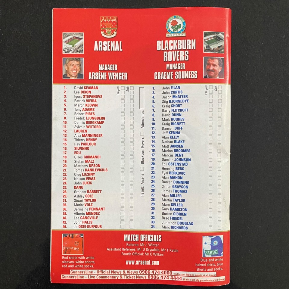 ARSENAL Football Programmes YOU CHOOSE 1993 96 97 98 99 2000 01 02 05 ...