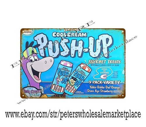 1990s Flintstone Push-Up Pops child memory sweet snack tin sign cross ...