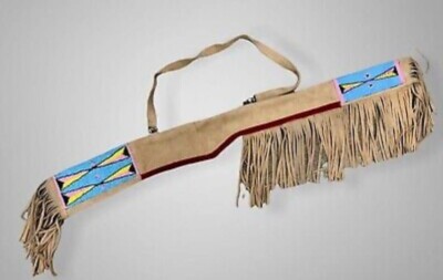 Native American suede Leather Handmade Rifle Gun Cover Beaded Western ...