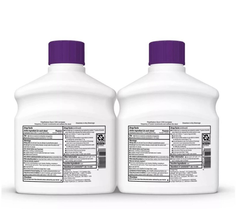 2-Pack Laxative Polyethylene Glycol Kirkland Signature LaxaClear 100 ...
