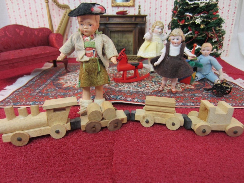 Vintage Japan Wooden Train Doll / Dollhouse Sz Miniature Toy ...