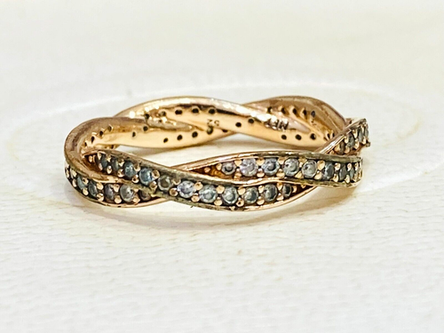 Authentic Pandora CZ Rose gold Twist of Fate Ring Size 52 180892 ...