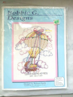 Bobbie G Designs Counted Cross Stitch Kit "Special Delivery" Hot Air ...