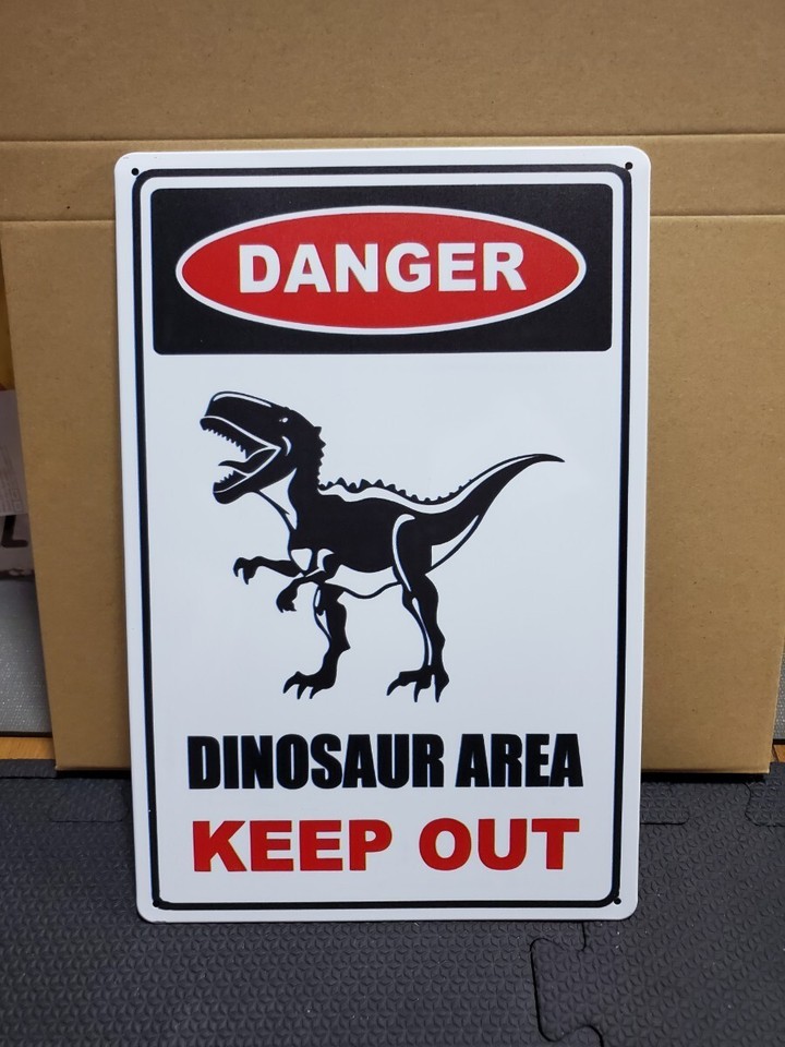 Danger Dinosaur Area No Trespassing Retro Tin Sign Metal Sign American Garage | eBay