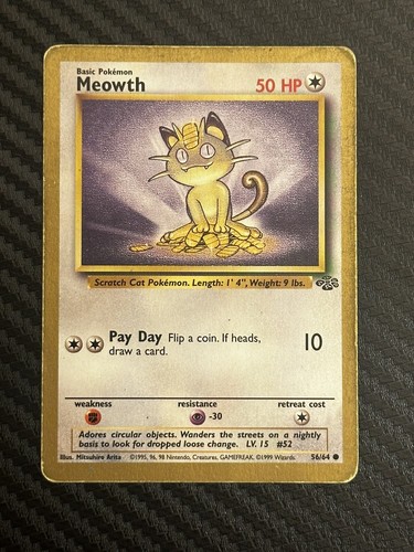 Meowth Gold Border Fruit Roll-Up Promo Pokemon Card 56/64 Vintage 1999 ...