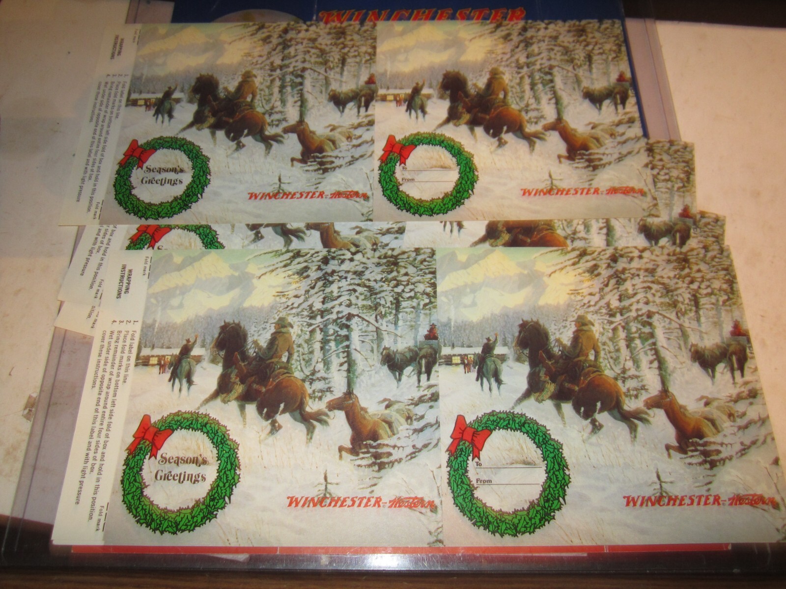 LOT OF 5 Vintage Winchester Western Seasons Greetings Christmas WRAP ...