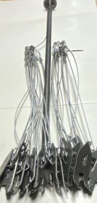 2 Dozen wolf fang ANCHORS w/ 15" CABLE & DRIVER, trapping stakes, traps ...