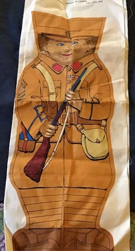 WW1 1915 soldier rag doll fabric panel cut sew vtg b5 Hulbert fabrics ...