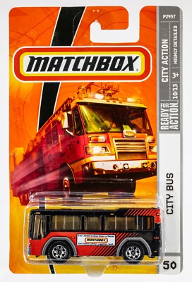 2009 Matchbox #50 City Bus BLACK | RED | MATCHBOX ADVERTISEMENT | FSC ...