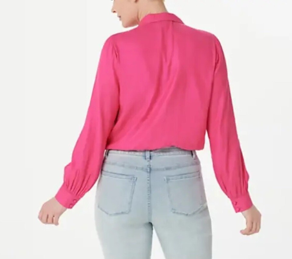 StyleList by Micaela Solid Wrap Front Bodysuit Hibiscus XS A397716 | eBay