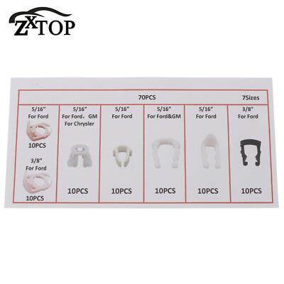 70 Pieces Fuel Line Retainer Clip 7 Size 3/8 5/16 Assortment for ...