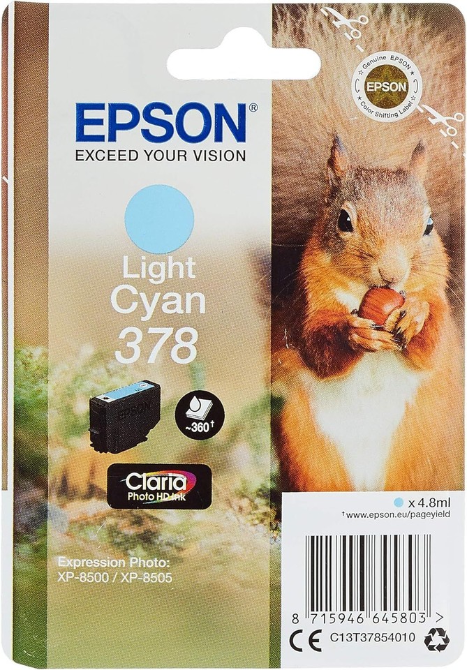 Epson 378 Light Cyan Squirrel Genuine, Claria Photo HD Ink Cartridge Light Cyan | eBay
