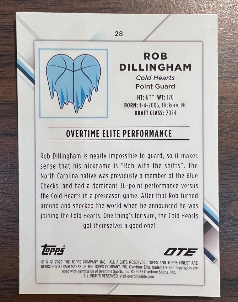 Rob Dillingham 2023 Topps Finest OTE RC Cold Hearts #28 Minnesota Timberwolves | eBay