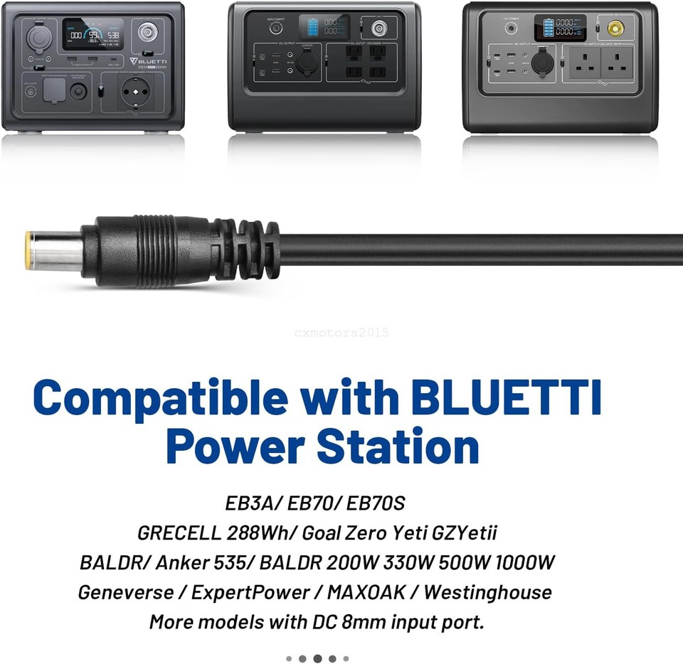 6.6ft Charging Cable For BLUETTI EB3A EB70 Power Station Car Charger ...