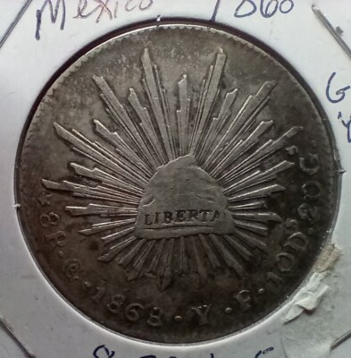 Mexico 8 reales 1868 GO YF | eBay