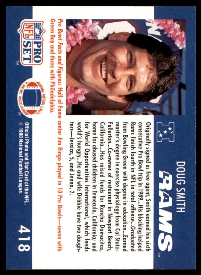 1990 Pro Set Doug Smith Los Angeles Rams #418 | eBay