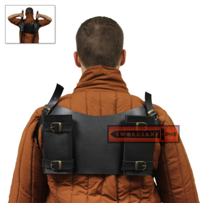 Back Mounted Dual Sword Frog Double Holster Strap Harness Leather Twin ...
