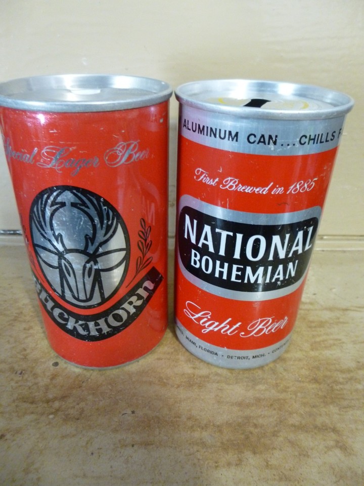BUCKHORN & NATIONAL LAGER ALUMINUM BEER CANS -[EMPTY CANS, READ DESC ...