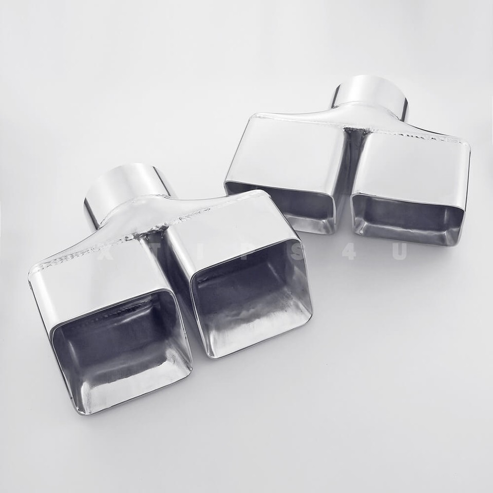 3" Inlet QUAD Square Dual Wall Stainless Steel Exhaust Tips for Dodge ...