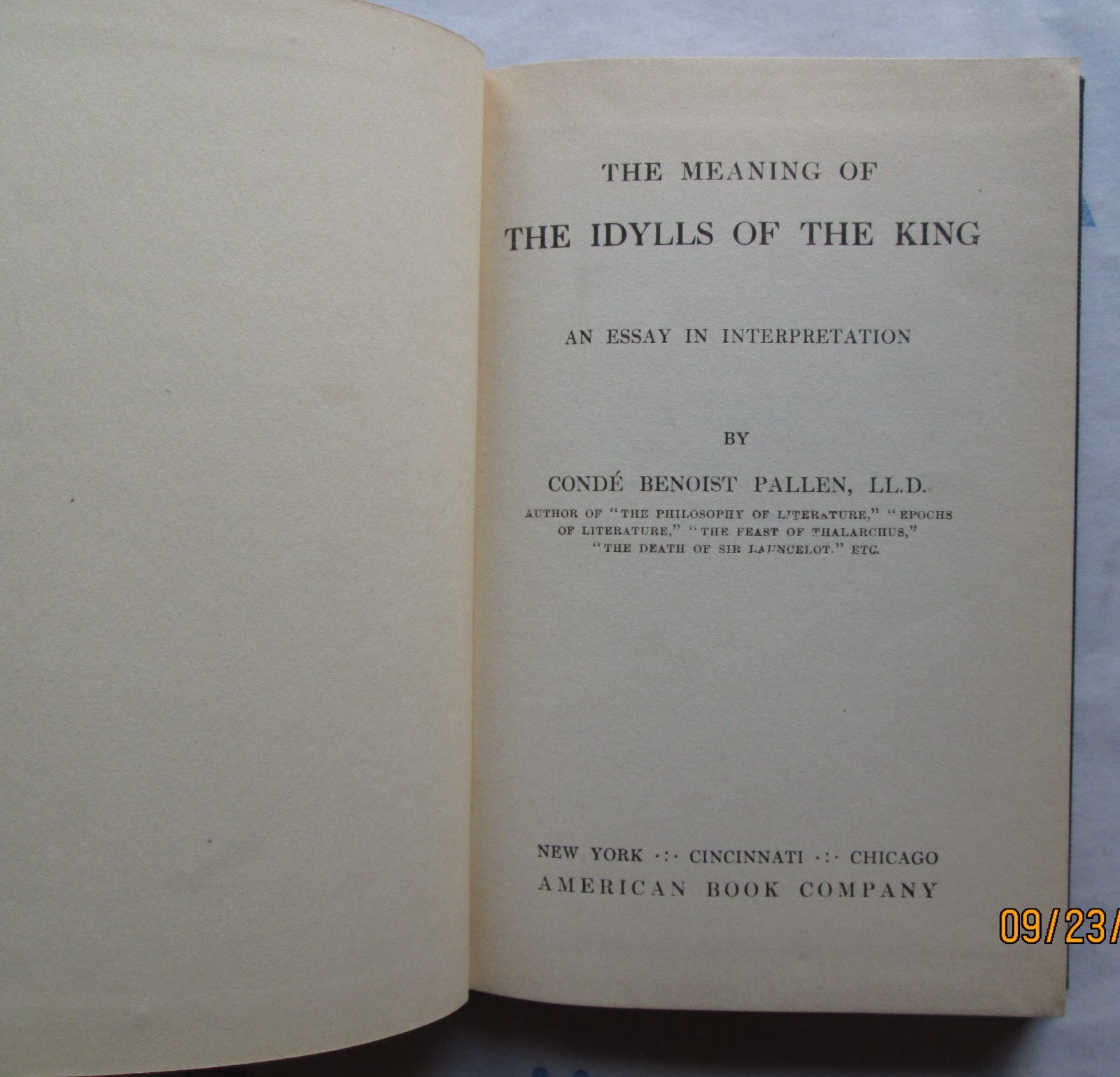 The Meaning Of The Idylls Of The King - conde benoist pallen 1904 | eBay