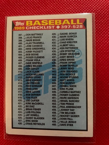 1989 TOPPS CHECKLIST # 524 | eBay