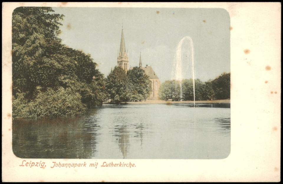 Ansichtskarte Leipzig Johannapark mit Lutherkirche. 1909 | eBay