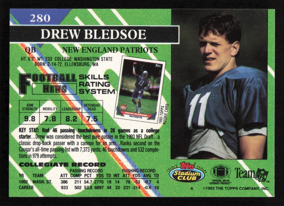 1993 Stadium Club #280 Drew Bledsoe Card TCCCX | eBay